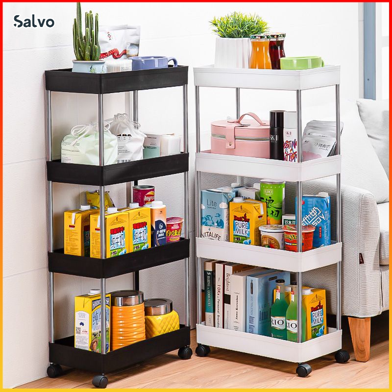 【Ready Stock】2/3/4/5 Layer Moving Rack Kitchen Storage Shelf Wall ...