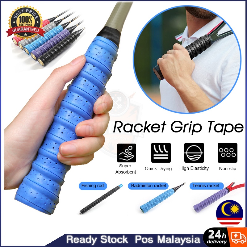 [Ready Stock] tennis grips band Badminton Grip anti slip perforated super absorbent racket grip ...