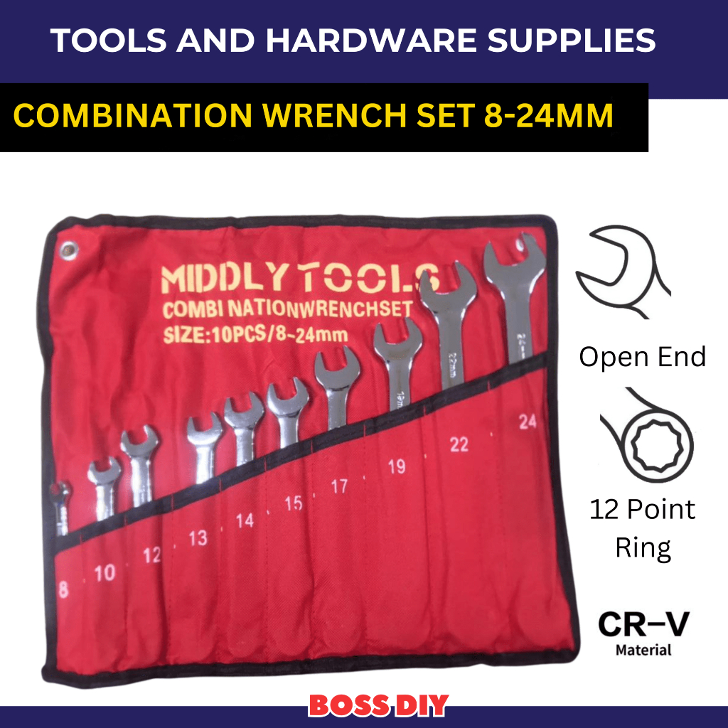 CR-V 10PCS Heavy Duty Combination Spanner Wrench Tools Socket Set 8mm ...