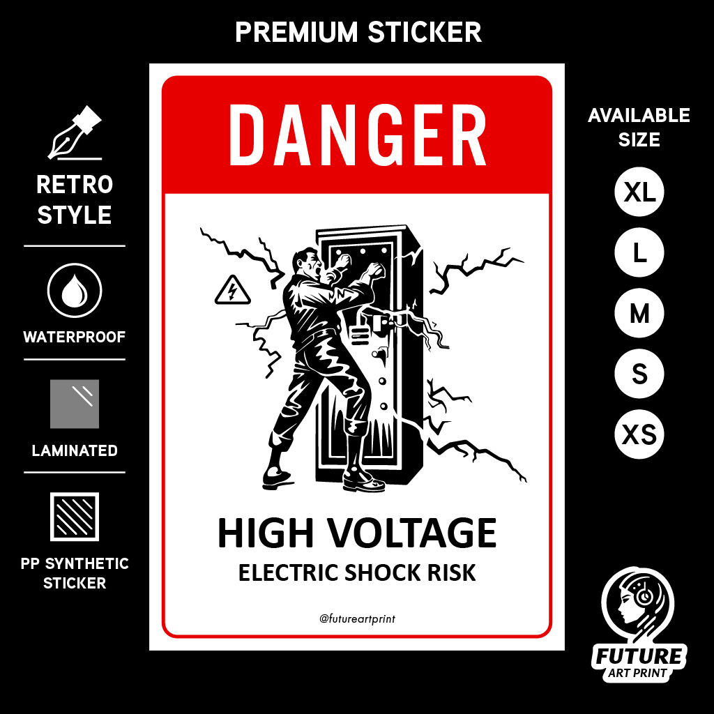 Danger High Voltage Electric Shock Risk. Sticker Sign Notice Warning ...