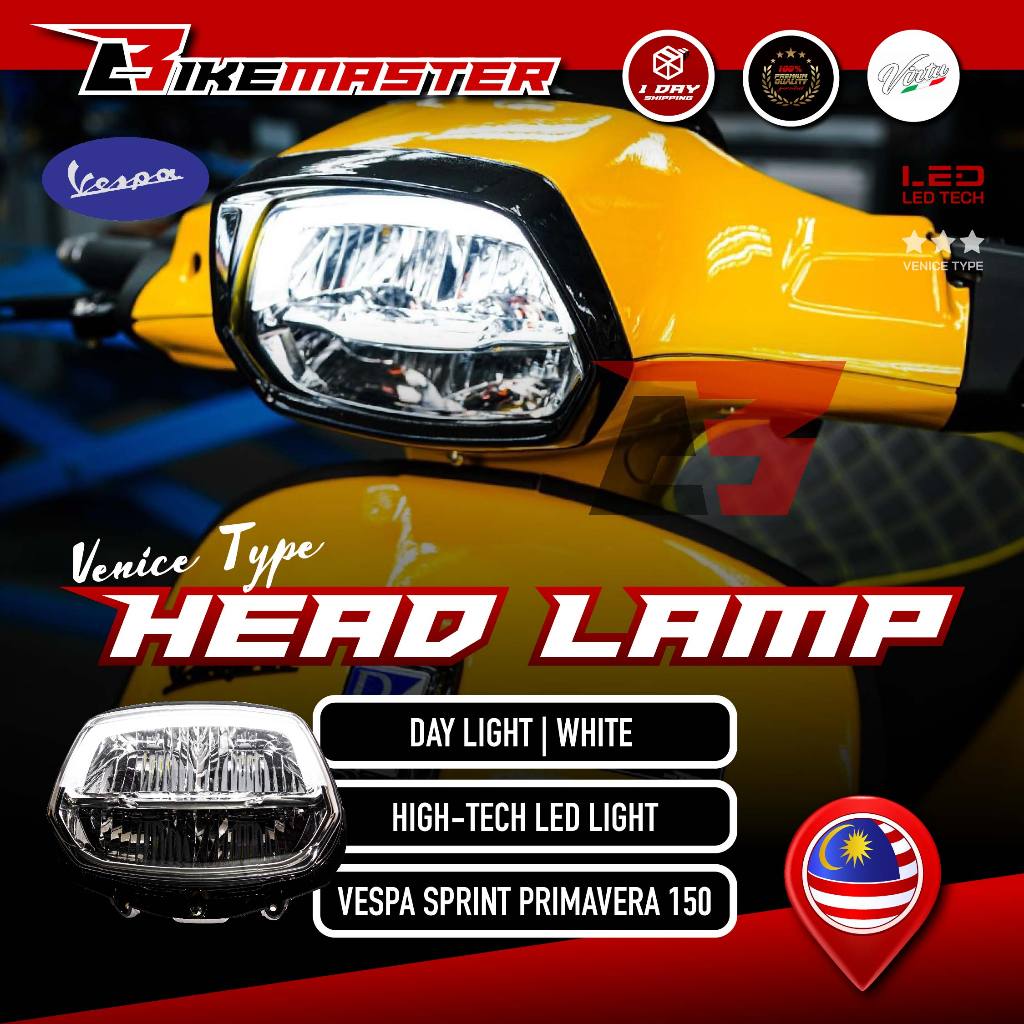 Head lamp + LED (VENICE TYPE) Virtu for VESPA SPRINT PRIMAVERA | Shopee ...