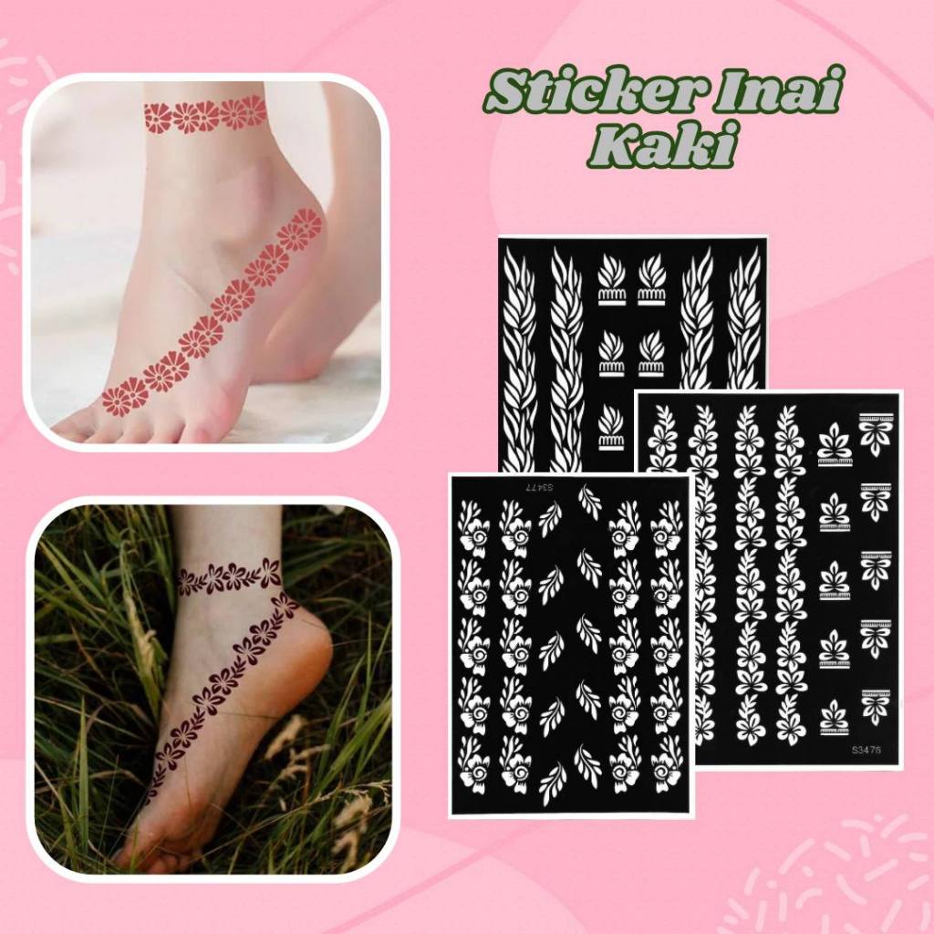 Sticker inai kaki / Sticker Henna Feet / Henna Stencil Kaki / Sticker ...