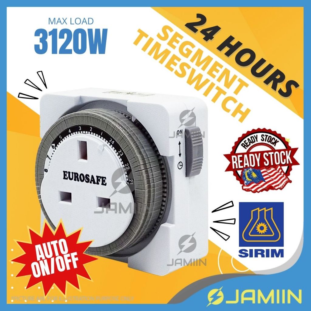 [sirim] Eurosafe Rapid Tech Sunstar Dlx 24hours Segment Timer Switch Digital Programmer Plug In
