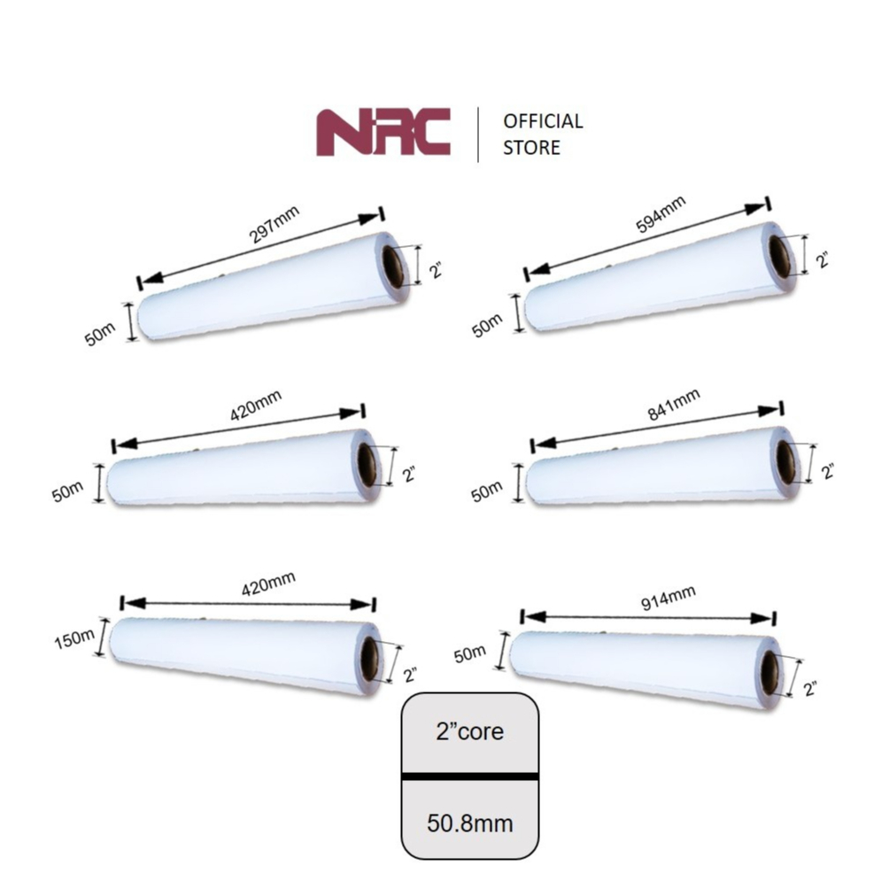 NERICO Plain Roll Plotter Paper A3/A2/A1/A0/A0+ | 297 | 420 | 594 | 841 ...