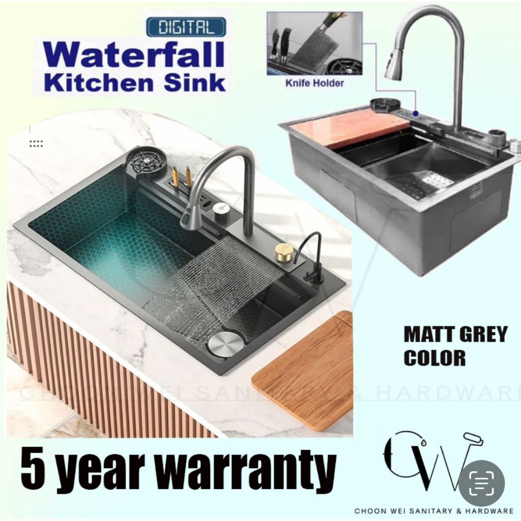 Kitchen Sink 304 Stainless Steel /Sinki Dapur Complete Set With Faucet ...