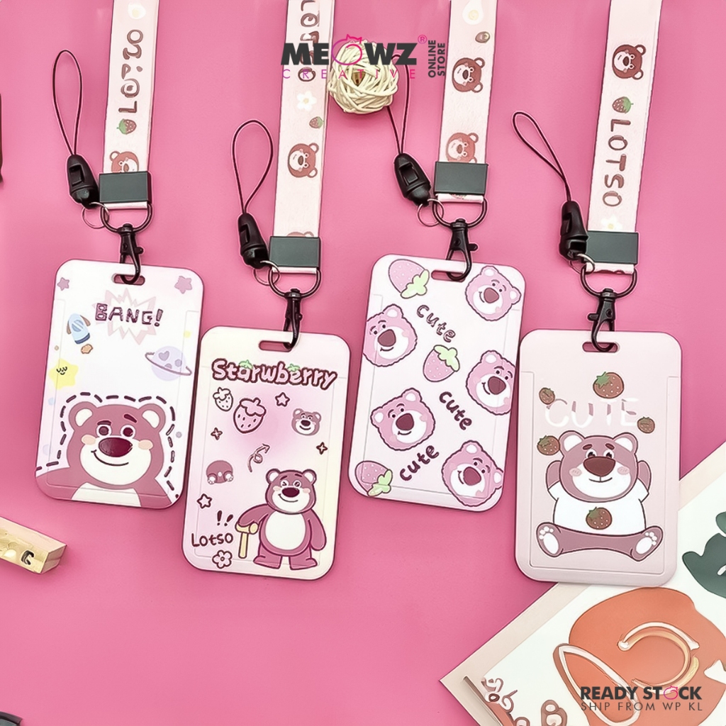 Strawberry Bear Pink Bear Lotso Card Holder Lanyard Fan Art Design Name ...