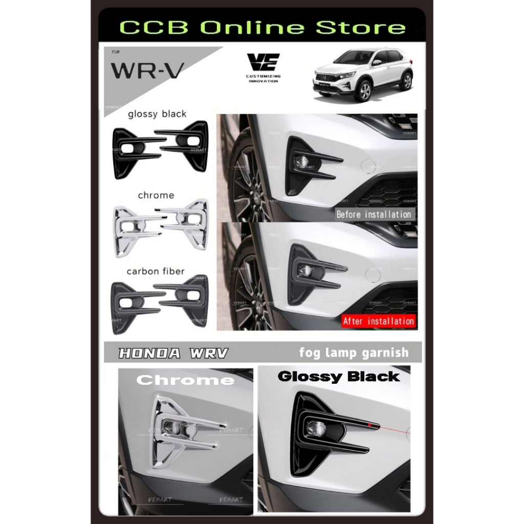 HONDA WRV RS Front Fog Lamp Cover Garnish - 2pcs/set - Glossy Black ...