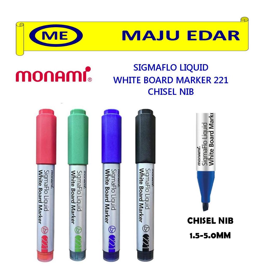 [MONAMI] SIGMAFLO LIQUID WHITE BOARD MARKER 221 CHISEL NIB (1.5-5.0MM ...