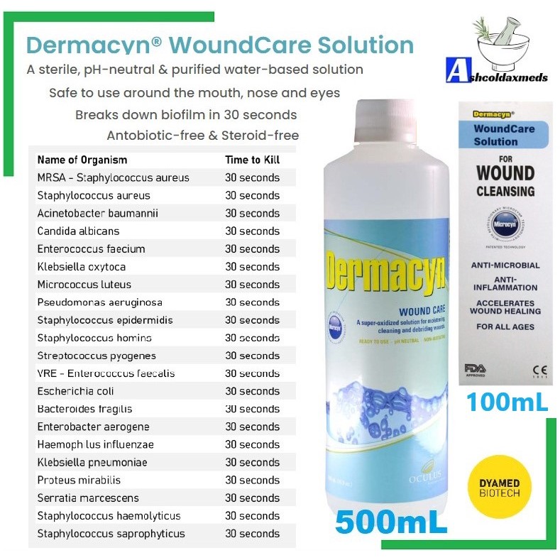 DERMACYN WOUND CARE SOLUTION 500ML or 100ML SPRAY EXP05/2026 | Shopee ...