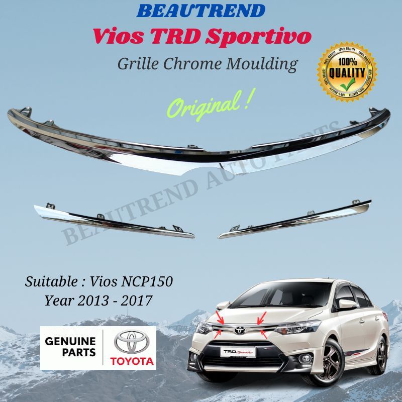 Toyota Vios NCP150 Grill Chrome Moulding Original Grille Bumper Chrome ...