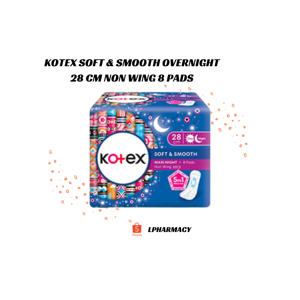 KOTEX SOFT & SMOOTH OVERNIGHT 28 CM NON WING 8 PADS | Shopee Malaysia