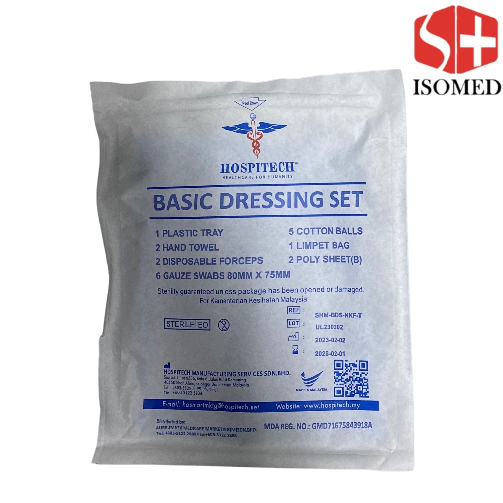 HOSPITECH Basic Dressing Set, 3 Forceps/ 2 Forceps (MADE IN MALAYSIA ...