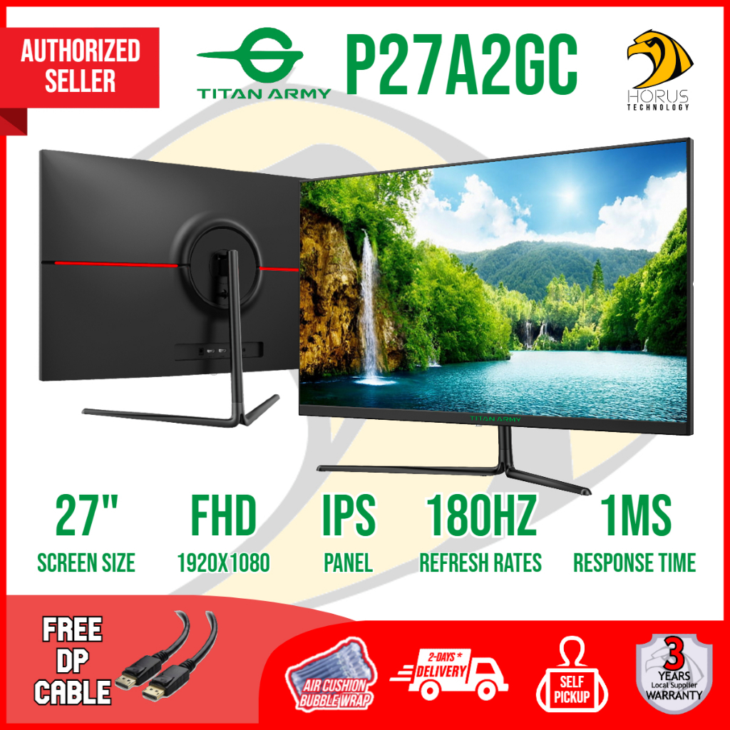 TITAN ARMY 27” IPS FHD 180Hz 1ms Gaming Monitor (P27A2GC) | Shopee Malaysia