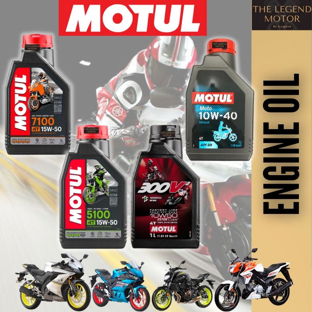 MOTUL 4T 3100 5100 7100 300V Filter Engine Oil Semi Fully Synthetic Minyak Hitam Cylinder Enjin ...