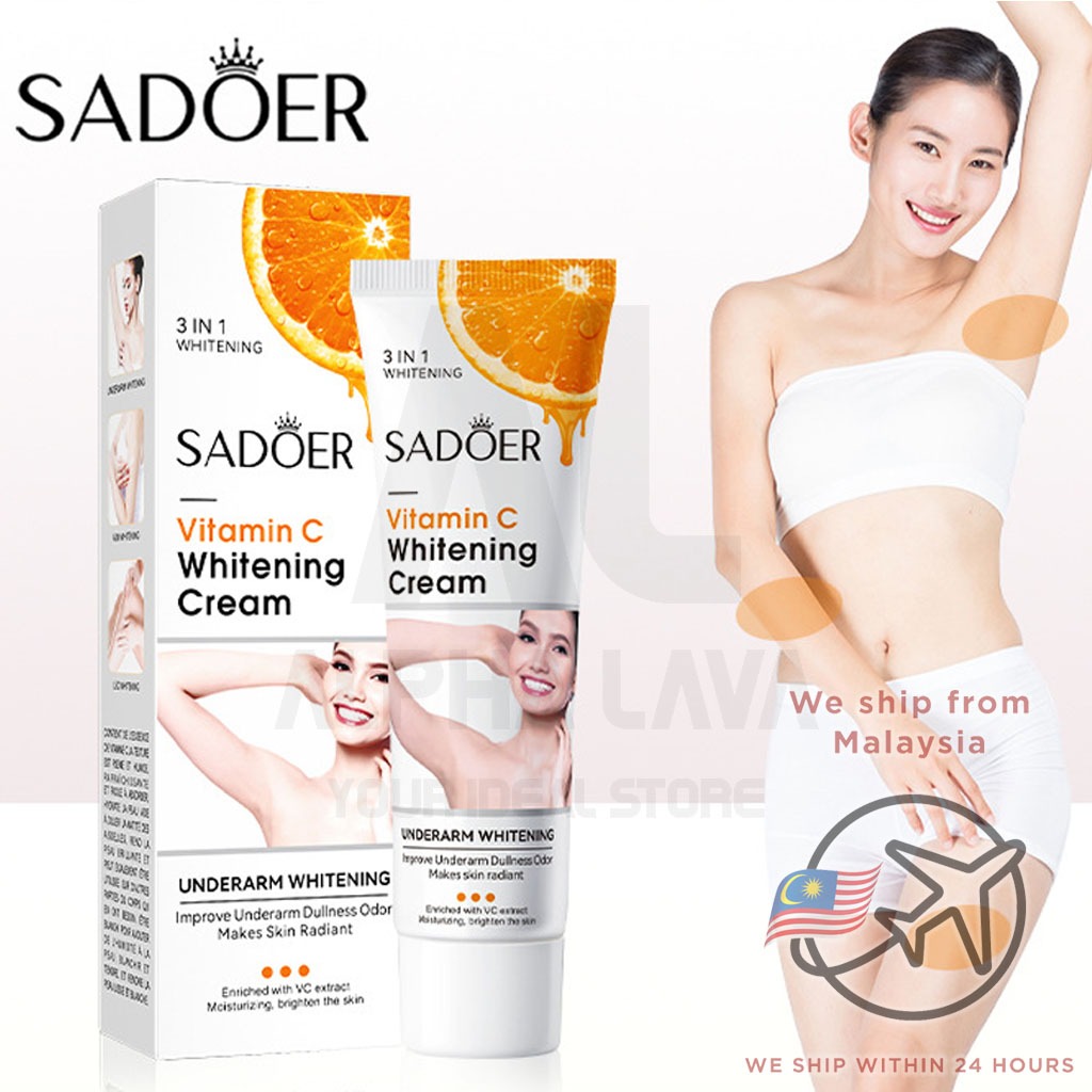 Sadoer Vitamin C Whitening Cream 50g | Underarm | Knee Arm Leg Whitening | Moisturizing | Shopee ...