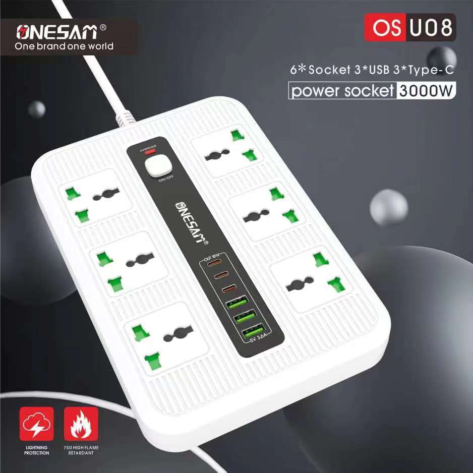 ONESAM OS-U08 Power Socket Charger / 3 PD + 3 USB Output + 6 Universal ...