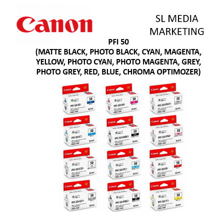 CANON ORIGINAL PFI-50 PFI50 (MBK/PBK/C/M/Y/PC/PM/GY/PGY/R/B/CO) INK CARTRIDGES for PIXMA PRO-500 ...