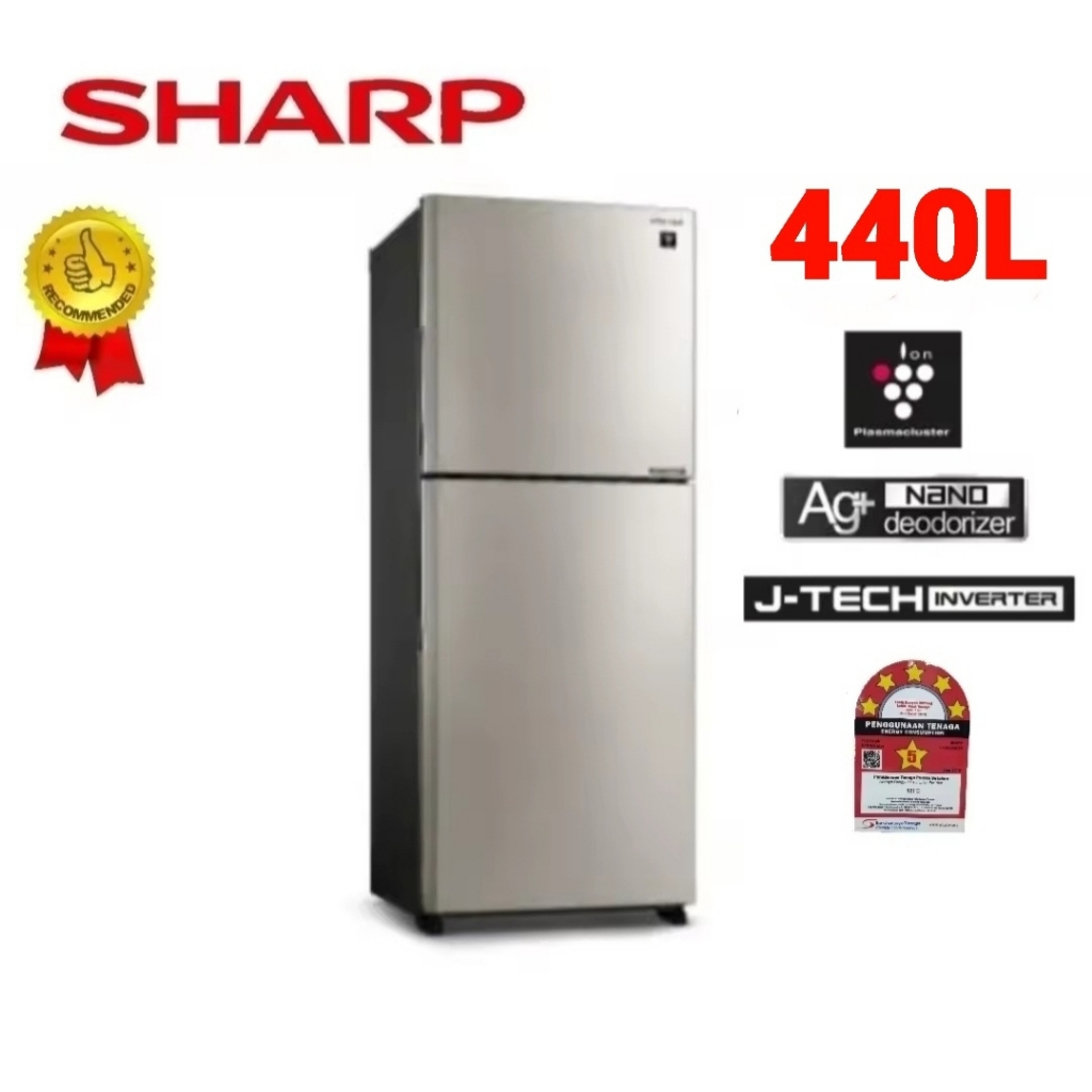 Sharp SJ4422MSS 440L J-Tech Inverter Refrigerator 2 Door Fridge ...
