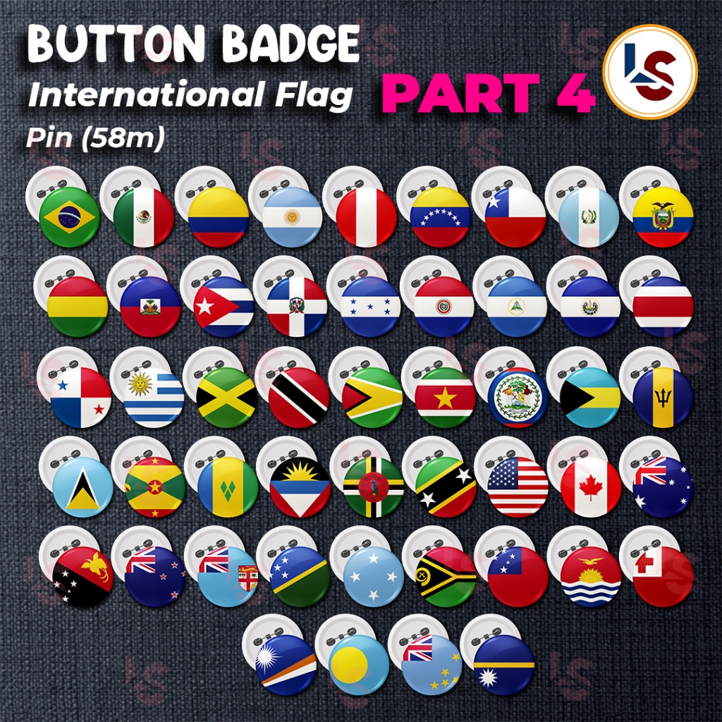 (Pin) International Country Flag (Part 4) Button Badge Bendera Negara ...