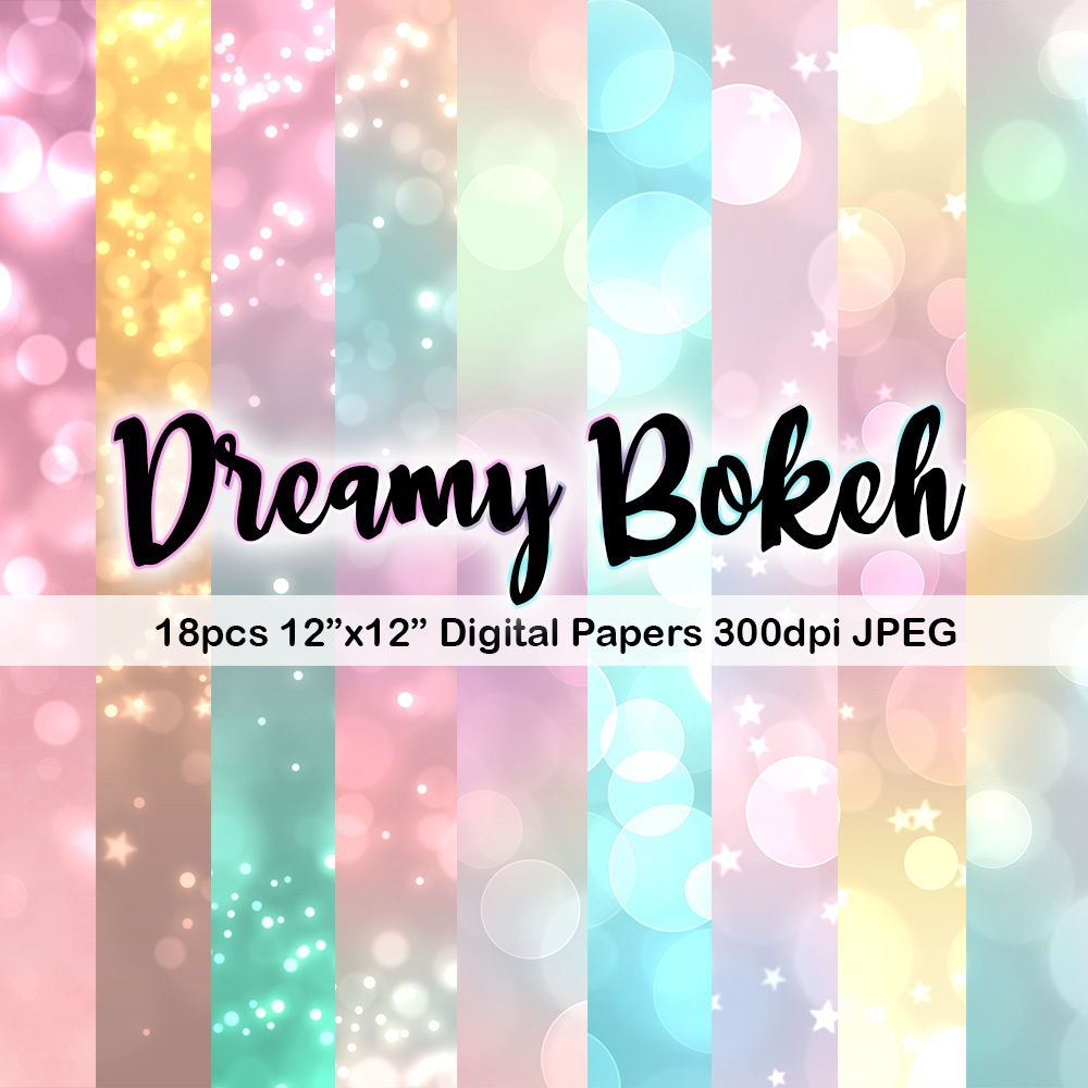 Bokeh Digital Papers, Star Bokeh Overlays, Scrapbook Papers, Pastel ...