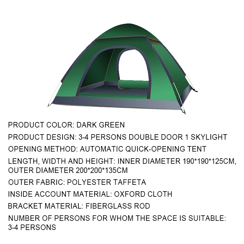 Khemah Camping Tent 1- 4 Persons Family Tents UV Resist Automatic Tent ...