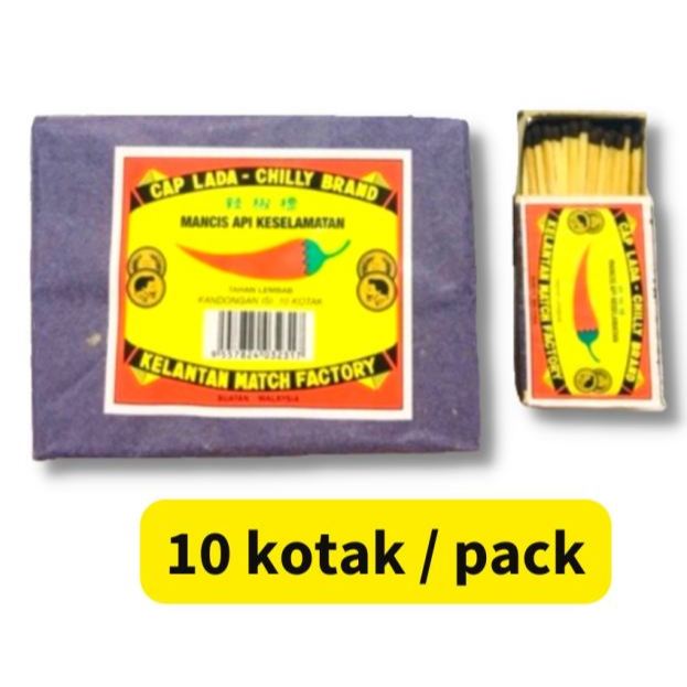 Mancis Kayu Api Cap Lada / Chilly Brand Matches (10 kotak /Pkt ...