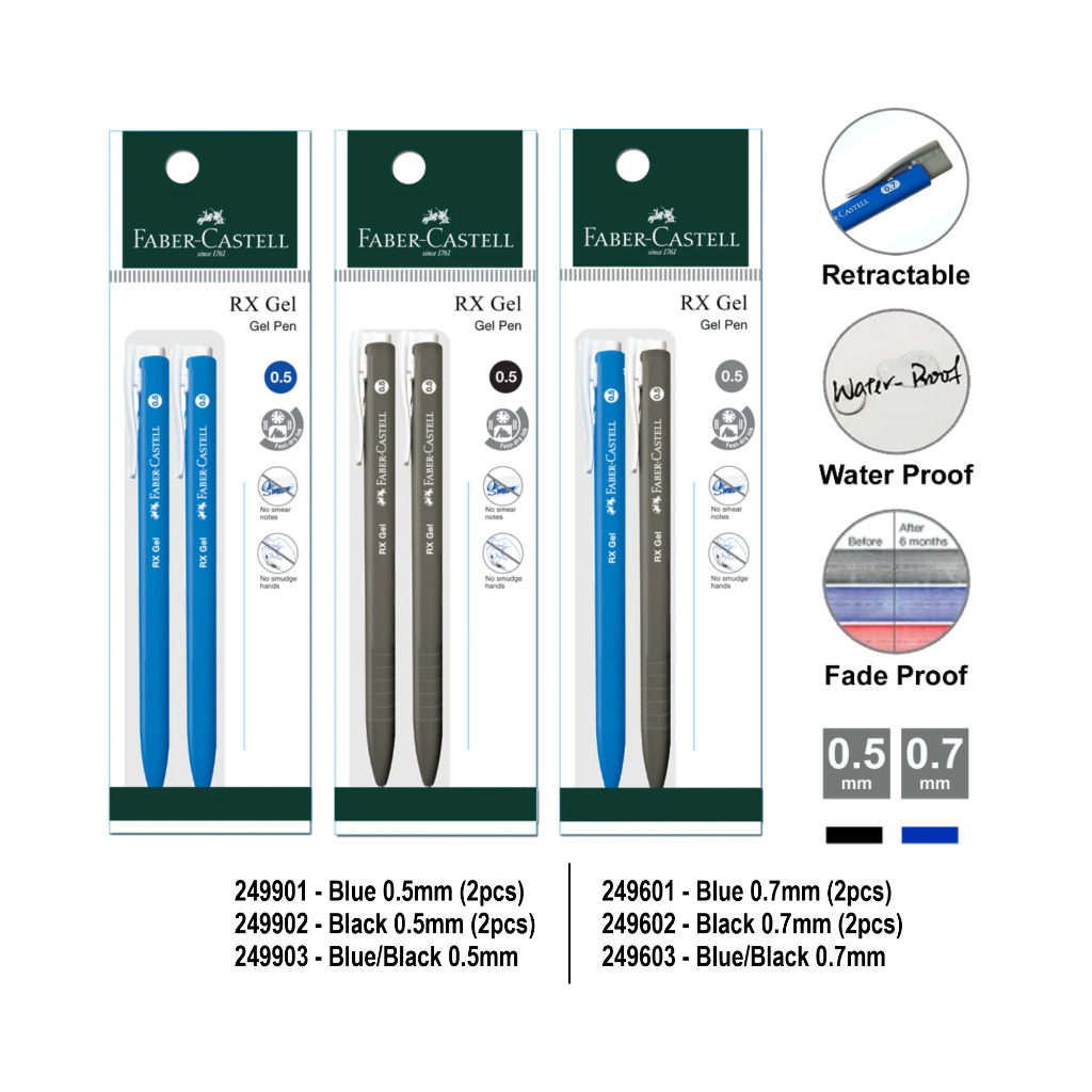 (Value Pack) Faber-Castell RX Gel Pen (0.5mm - 0.7mm) | Shopee Malaysia