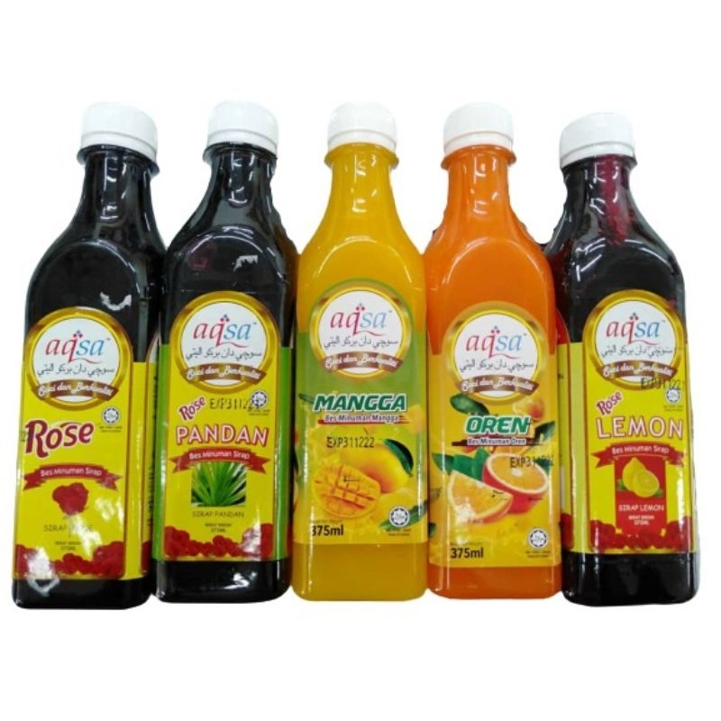 ADABI KORDIAL AQSA PERISA PANDAN/ROSE/MANGGA/LEMON/OREN 375ML | Shopee ...