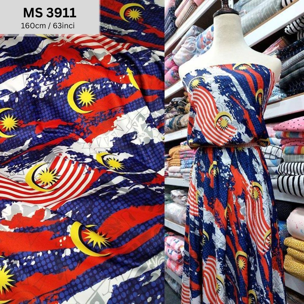 Kain Pasang Merdeka Knit Fabric Milk Silk Corak Merdeka Theme National ...