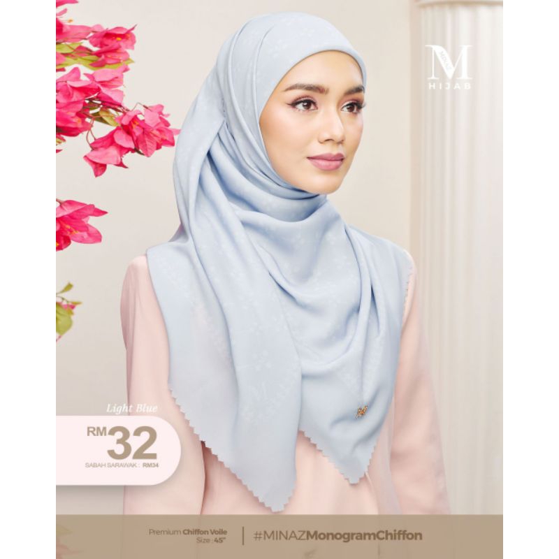 [READY STOCK] 38 WARNA MINAZ MONOGRAM CHIFFON VOILE RAYA🔥Minaz Monogram ...