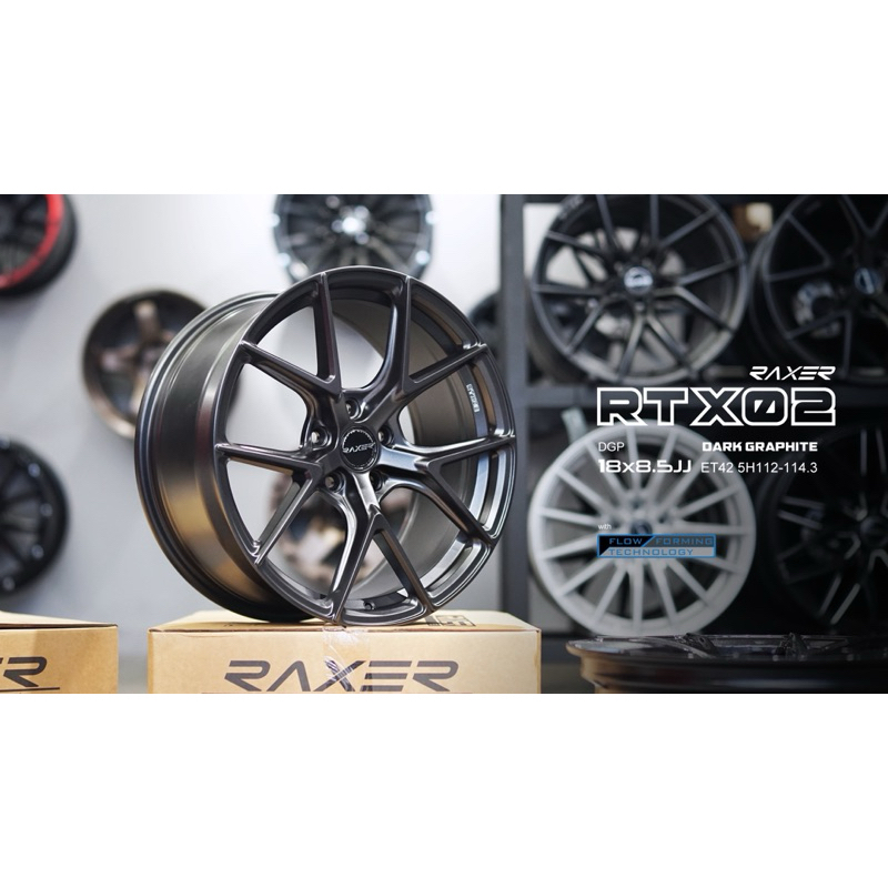 New Car Sport Rim RAXER WHEELS RTX02 18”19with Flow Forming (Dark Graphite/Premium Dark Graphite ...