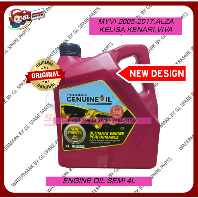100% ORIGINAL PERODUA 5W30 SEMI SYNTHETIC ENGINE OIL 4L 5W-30 MYVI 1.3 ...