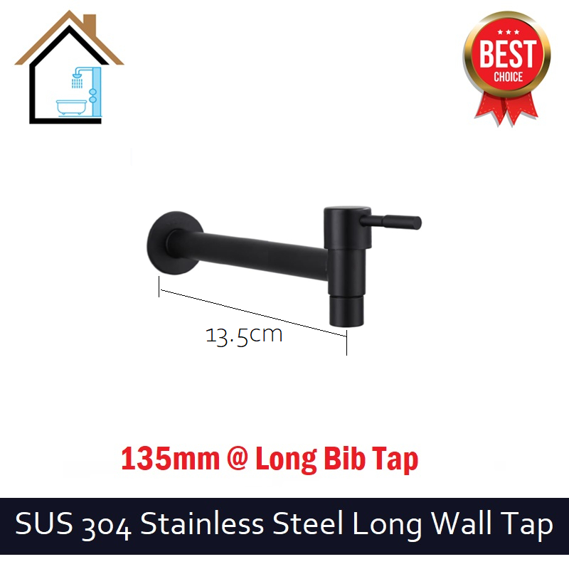 SUS 304 Stainless Steel Extra Long Wall Bib Tap Wall Hose Bib Tap ...