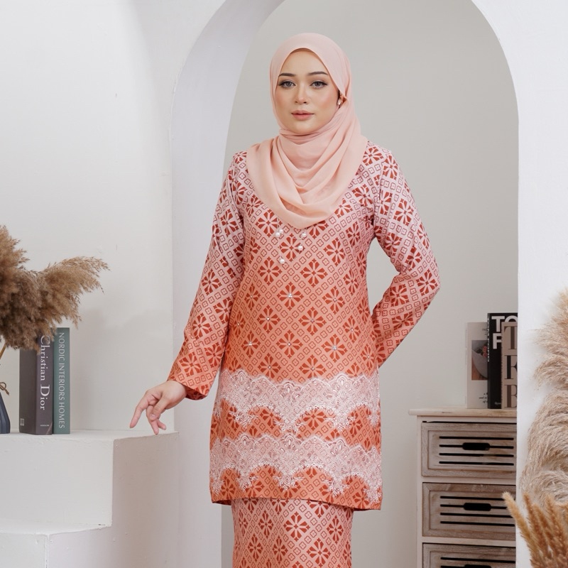 BAJU KURUNG SONGKET MODEN / BERCETAK BUNGA MODEN WANITA | Shopee Malaysia