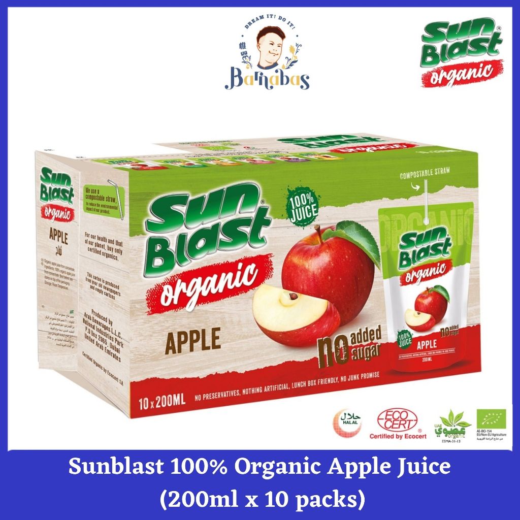 Sunblast 100% Organic Apple Juice (200ml) x 10 packs | Shopee Malaysia