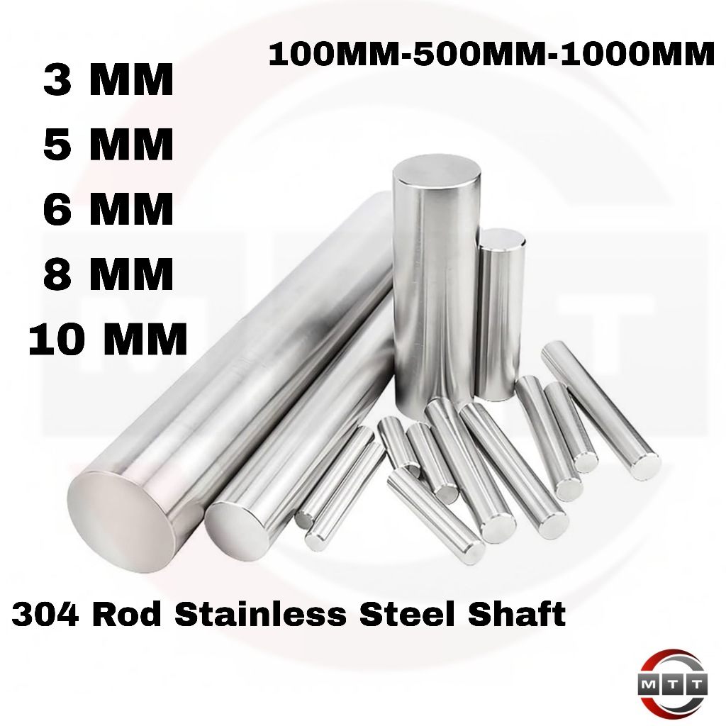 304 Rod Stainless Steel Shaft SS304 Round Bar 3mm 5mm 6mm 8mm 10mm (200MM-500MM-1000MM) | Shopee ...