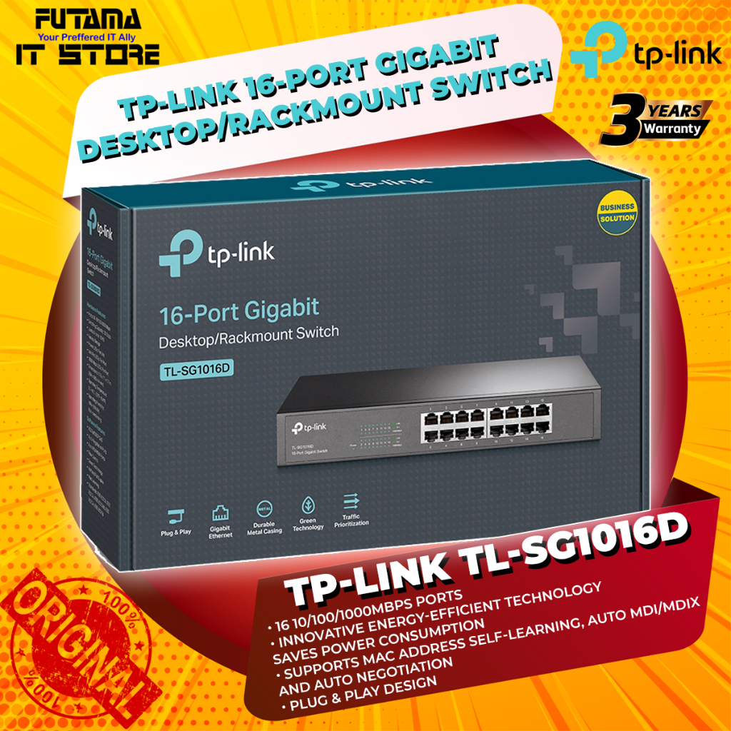 TP-Link 16-Port Gigabit Desktop/Rackmount LAN Switch - (TL-SG1016D), 10/100/1000Mbps, Plug-n ...