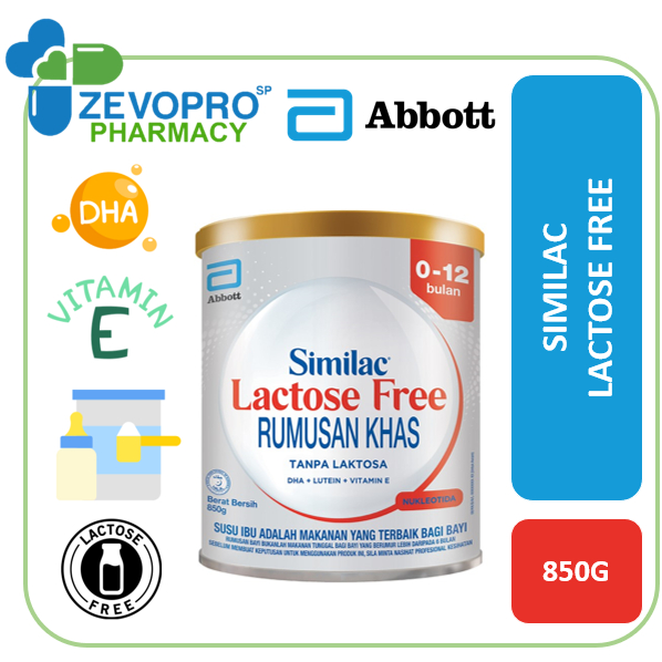 ABBOTT SIMILAC GOLD LACTOSE FREE 1-12 MONTHS MILK FORMULA 850G [EXP 02/ ...
