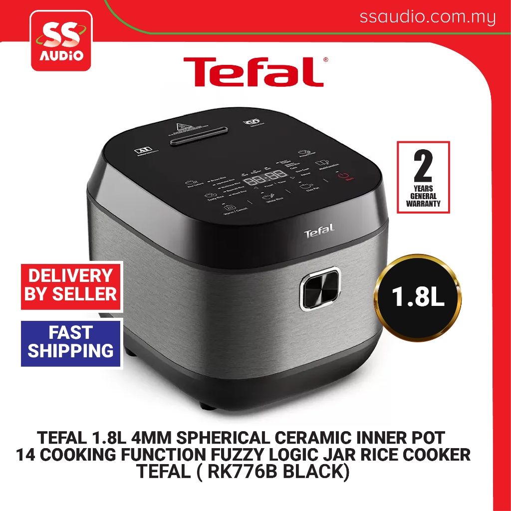 TEFAL RK776B BLACK 1.8L 4MM SPHERICAL CERAMIC INNER POT 14 COOKING ...