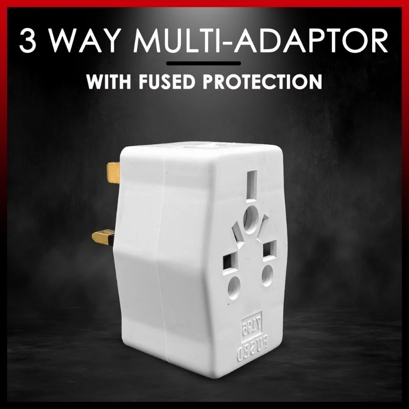3 Way 13A Multi Universal Socket Adaptor / Travel Extension Plug ...