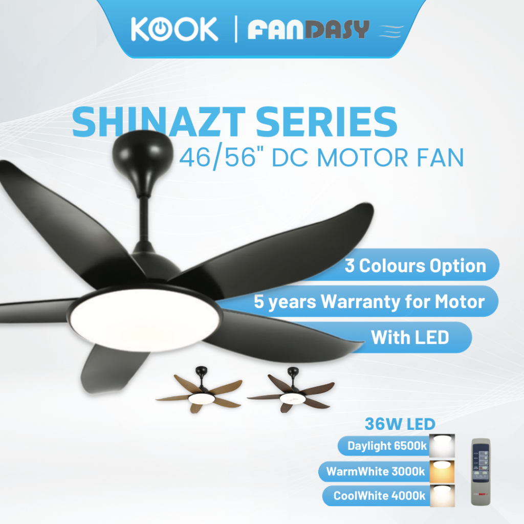 FANDASY 46’’/56'' DC Motor Ceiling Fan with LED Light Remote Control ...