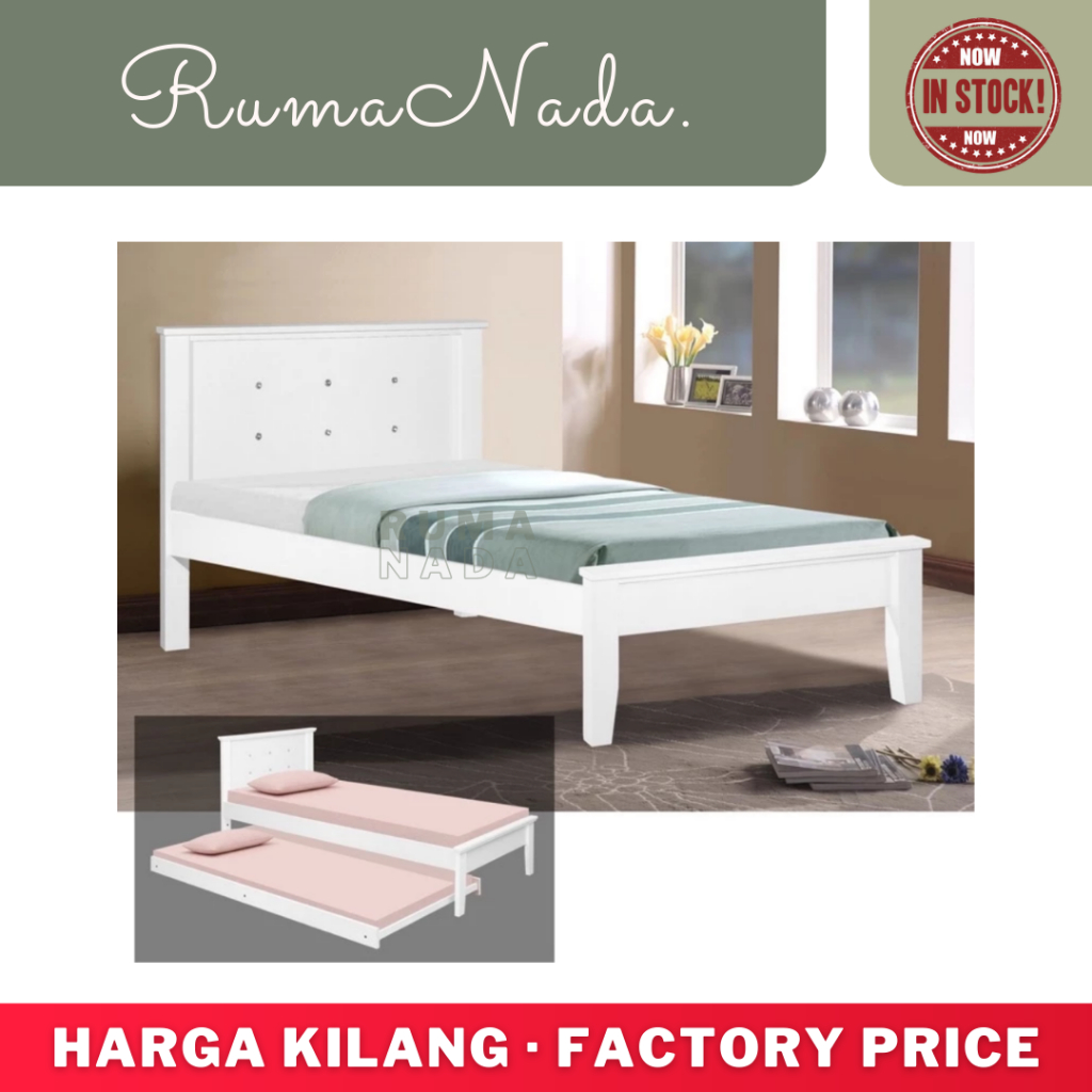 Simple Wooden Pull Out Bed / Katil Kayu Bujang Putih / Katil Pull Out ...