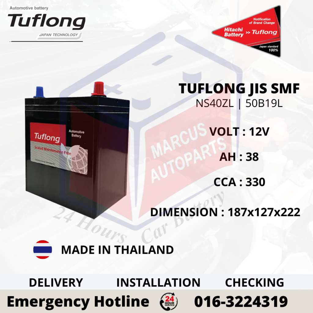 HITACHI TUFLONG SMF NS40ZL | 50B19L CAR BATTERY | Shopee Malaysia