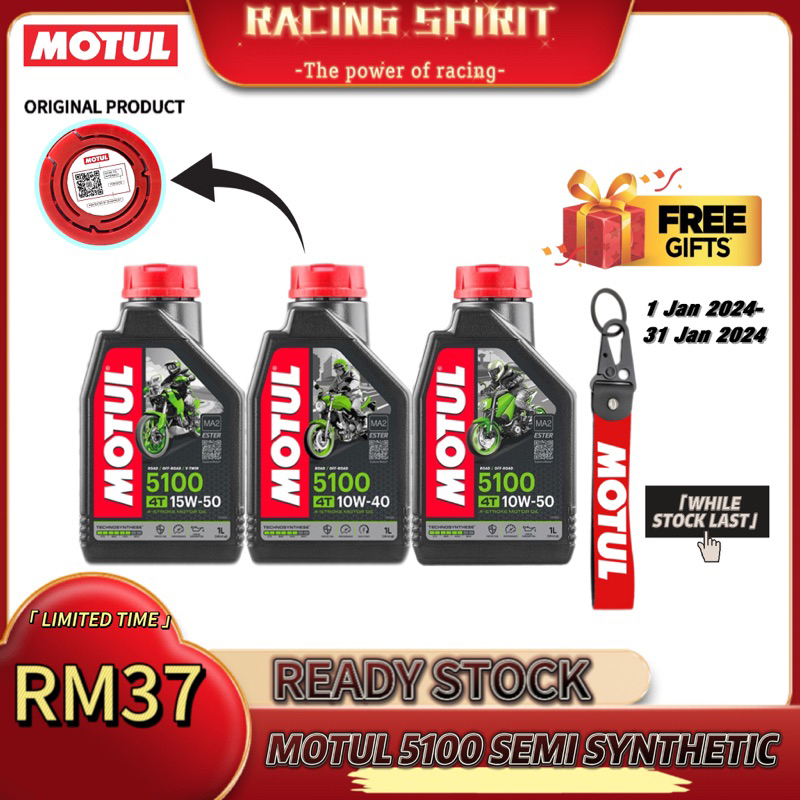 MOTUL 5100 SEMI SYNTHETIC 10W40 15W50 10W50 MINYAK HITAM ENGINE ...