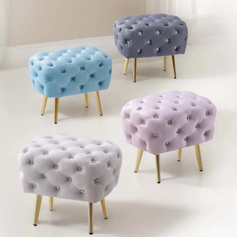Dolly Premium Diamond Velvet Bench Stool / 1 Seater Stool / Mini Stool ...