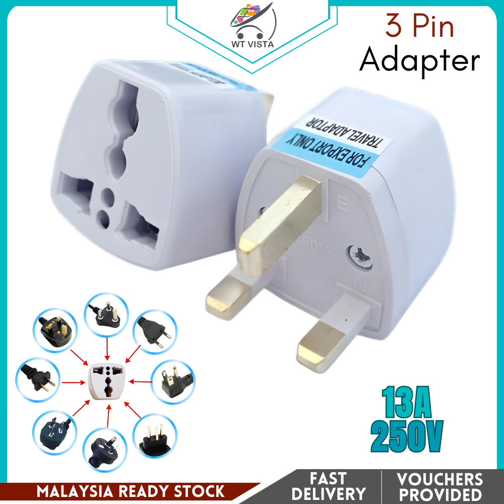 Penyesuai Soket Antarabangsa 3 Pin Adapter Universal Travel Plug ...