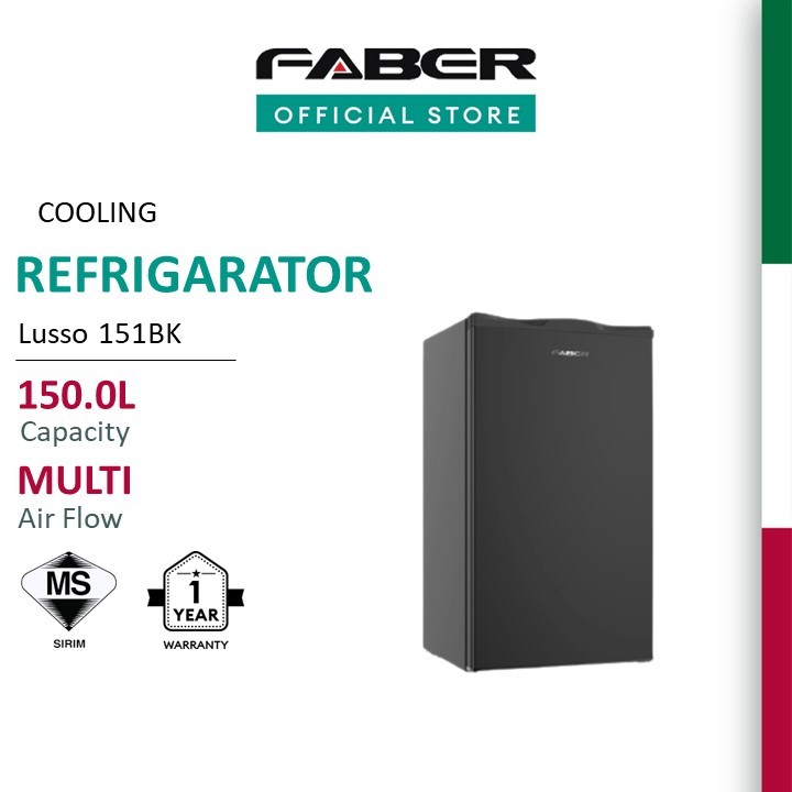 Faber Black Single Door Refrigerator Lusso 151bk 150.0L Peti Sejuk ...