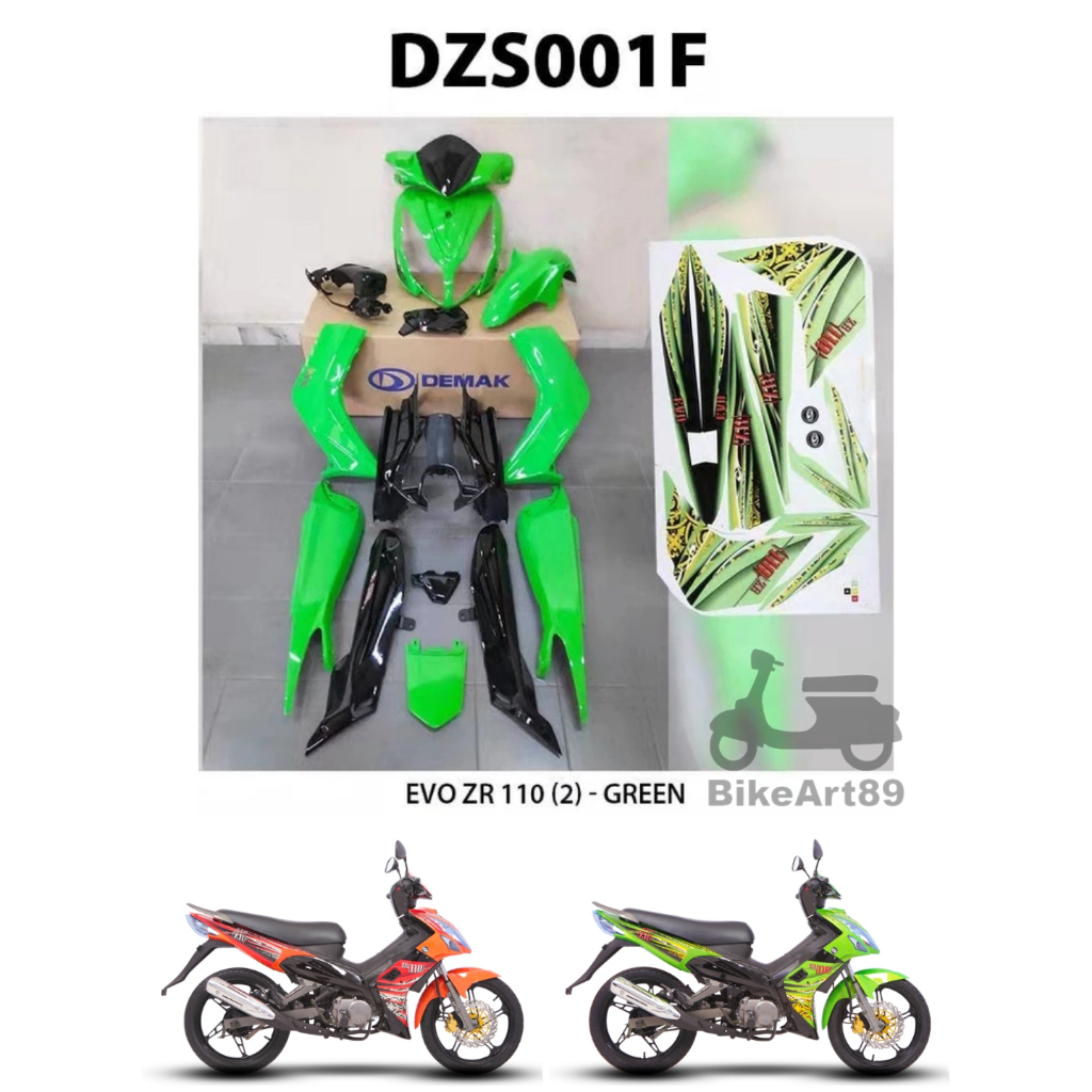Demak Body Cover Set EVO-ZR 110 (2) Green Black Red Orange Yellow 100% Original Demak ...