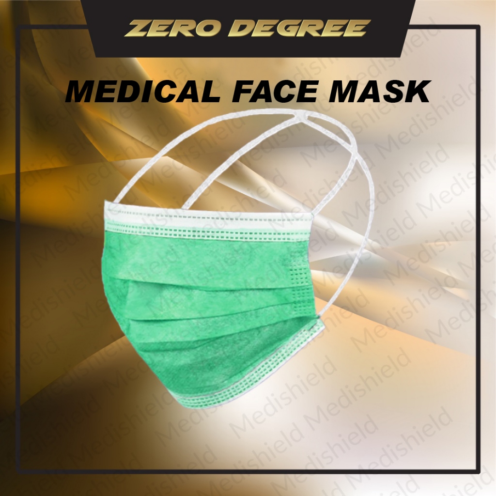 Zero Degree 50pcs Green Mask 3ply Face Mask Hijab Mask Head Loop Mask ...
