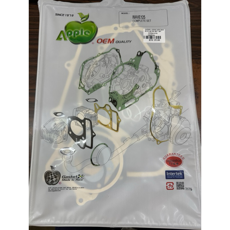 💯APPLE GASKET ORIGINAL HONDA WAVE 125 WAVE125 STD OVERHAUL GASKET SET ...